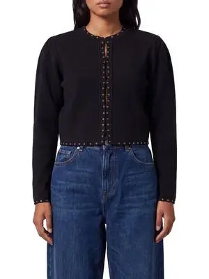 TWINSET Viscose Blend Cardigan With Metal Ring Detail - Black