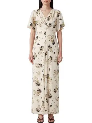 Isabel Marant Étoile Falja Floral Print Silk Long Dress - Beige