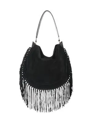 Isabel Marant Étoile Suede Shoulder Bag With Fringes - Black