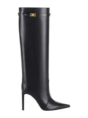 Elisabetta Franchi Smooth Leather Knee-high Stiletto Boots - Black