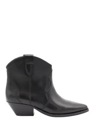 Isabel Marant Étoile Leather Cowboy Ankle Boots - Black