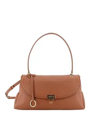 FERRAGAMO Ferragamo Gancini Lock Shoulder Bag Brown