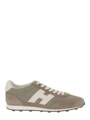 Hogan Hogan Athletic Leather And Mesh Sneakers With Notched Sole Green