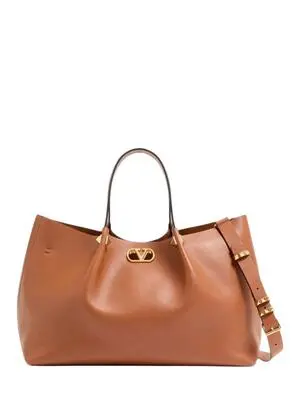 Valentino Garavani Valentino Garavani Large Vlogo Signature Studded Leather Tote Brown