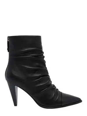 PINKO Pinko Vane Draped Leather Ankle Boots With Flared High Heel