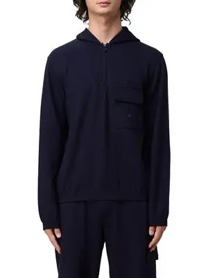 Emporio Armani Hooded Jersey Sweatshirt With Patch Pockets - Blue