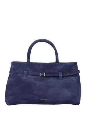 Manu Atelier Manu Atelier Suede Handbag Navy