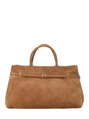 Manu Atelier Le Cambon 40 Suede Handbag - Brown