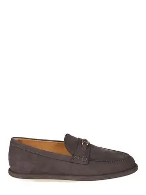 TOD'S Nubuck Penny Loafers - Red