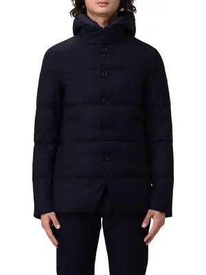 DUNO Short Quilted Wool Down Jacket With Hood - Blue