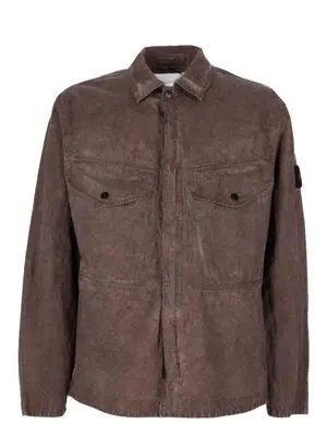 Stone Island Inspired Short-sleeve Shirt - Grey
