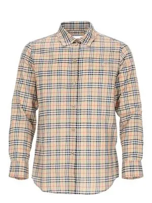 Burberry BURBERRY Classic Collar Checked Cotton Shirt Beige