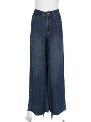 SELF-PORTRAIT 100% Lyocell Wide Leg Jeans - Blue