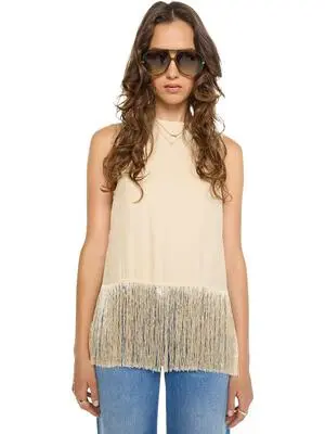 Natalie Martin Natalie Martin Silk Fringe Top Cream
