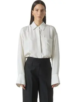 HEIRLOME Francis Silk Shantung Oversized Button-down Shirt - Ivory