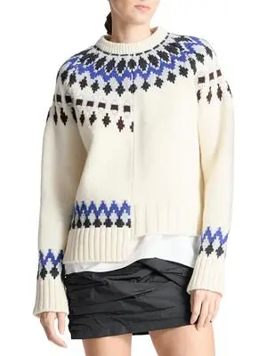 SAINT ART Neil Wool Crewneck Fair Isle Sweater - Ivory Multi