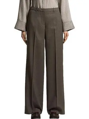 Peserico Micro Pattern Flannel Palazzo Pants - Deep Brown
