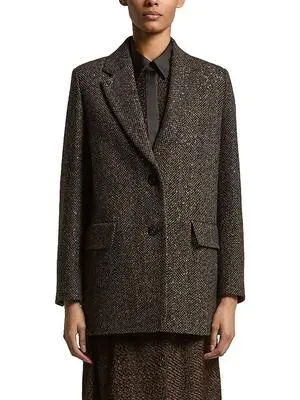 Peserico Wool Blend Sequin Herringbone Jacket - Deep Brown