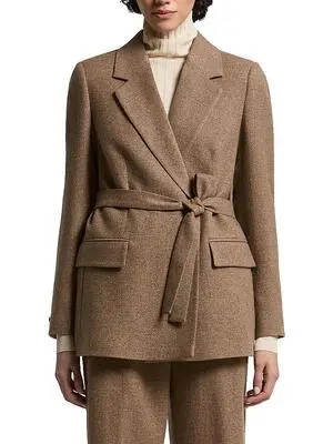 Peserico Wool Blend Belted Jacket - Saturn Sand