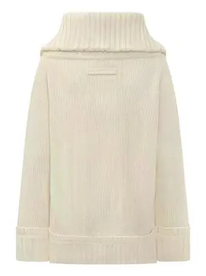 Victoria Beckham Victoria Beckham Ribbed Knit Sweater With Wide Collar White