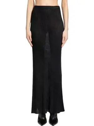Balenciaga Rib-knit Sheer Skirt - Black