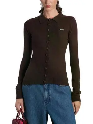 ROTATE BY BIRGER CHRISTENSEN Knitted Polo Top - Brown