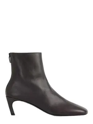 TOTEME TOTEME Square-Toe Leather Ankle Boots With Kitten Heel Brown