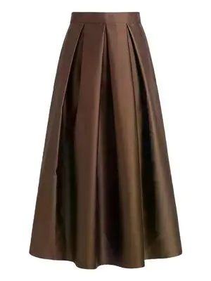 LUNATICA MILANO Mikado Pleated Midi Skirt - Brown