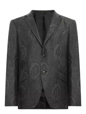 Etro Paisley-print Wool Blazer - Grey