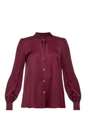 NISSA Viscose Shirt With Bow Detail - Red