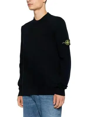 Stone Island Stone Island Logo Patch Crew Neck Sweater Black