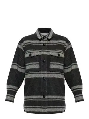 MARANT ETOILE Harveli Striped Shirt Jacket - Grey