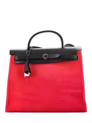 Hermès Herbag Zip Leather And Toile 31 Shoulder Bag - Pink
