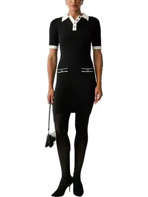 SILVIAN HEACH Contrast Trim Button-up Mini Dress - Black