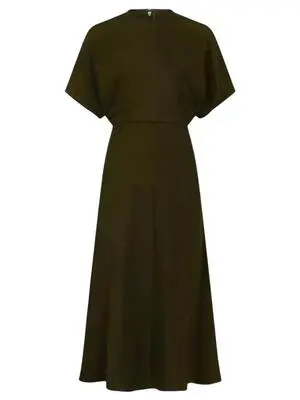 Victoria Beckham Short-sleeve Flared Midi Dress - Green