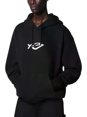 Y3 Logo Print Hoodie - Black