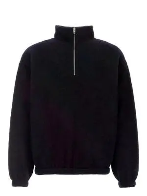 JIL SANDER Quarter-zip Wool-blend Sweater - Blue