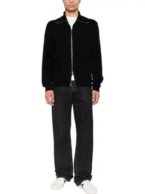ZANONE Ribbed-knit Zip-up Cardigan - Black