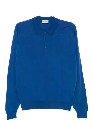 John Smedley Belper Long-sleeve Polo Sweater - Blue