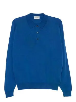 John Smedley Belper Long-sleeve Polo Sweater - Blue