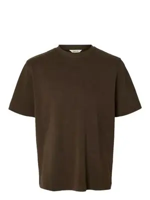 SELECTED Short-sleeve Cotton T-shirt Brown