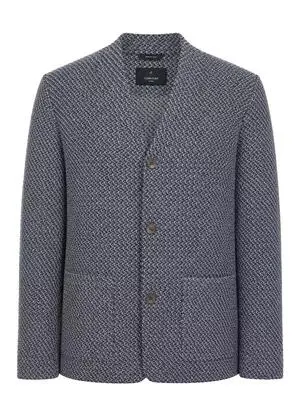 TOMBOLINI Textured-knit Button-up Blazer - Blue