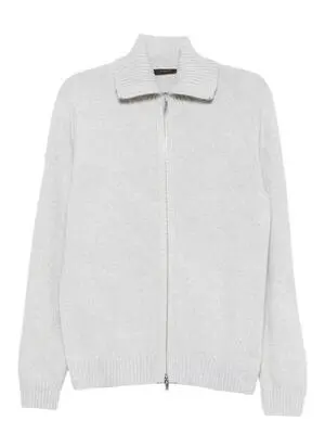 ZANONE Zip-up Ribbed-collar Cardigan - Grey