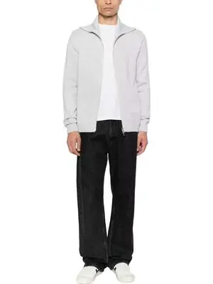 ZANONE Zip-up Ribbed-collar Cardigan - Grey