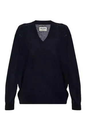 Zadig&Voltaire Zadig&Voltaire Embellished Cashmere V-Neck Sweater Blue