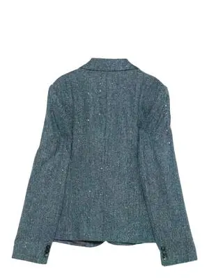 Eleventy Sequined Pinstripe Blazer - Blue