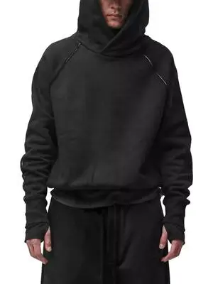 THOM KROM Raw-edge Trim Raglan Sleeve Hoodie - Black