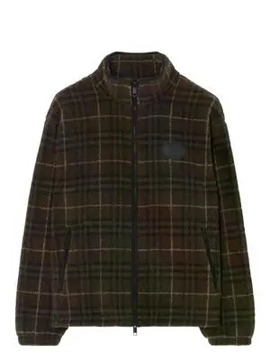 Burberry Check Wool Cashmere Blend Fleece Jacket - Brown