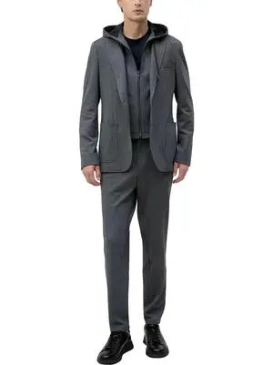 BOSS Slim-fit Jacket With Inner Hood - Grey