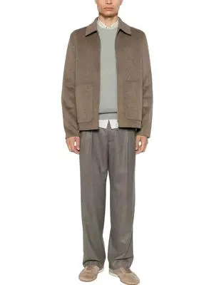 SAMSOE SAMSOE Spread Collar Zip-up Jacket - Brown